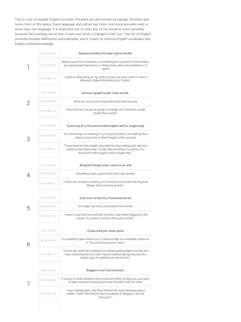 50 Common Proverbs in English Engvid | PDF | Proverb