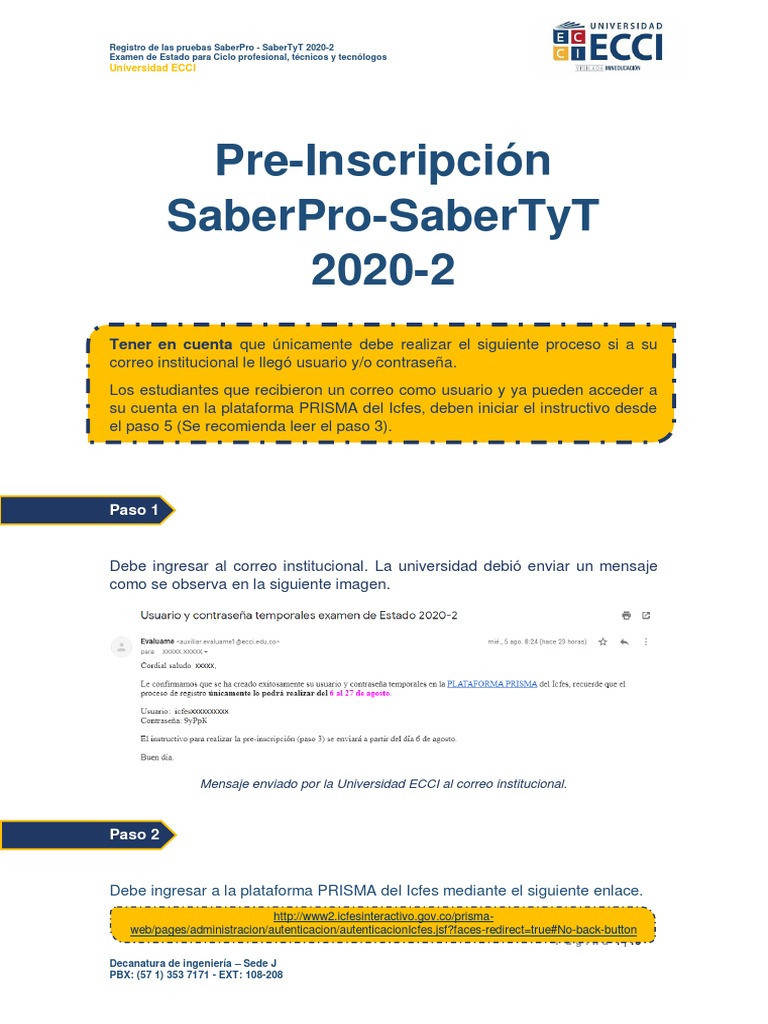Instructivo Pre-Inscripción SaberPro-SaberTyT 2020-2 | PDF | Contraseña | Autenticación