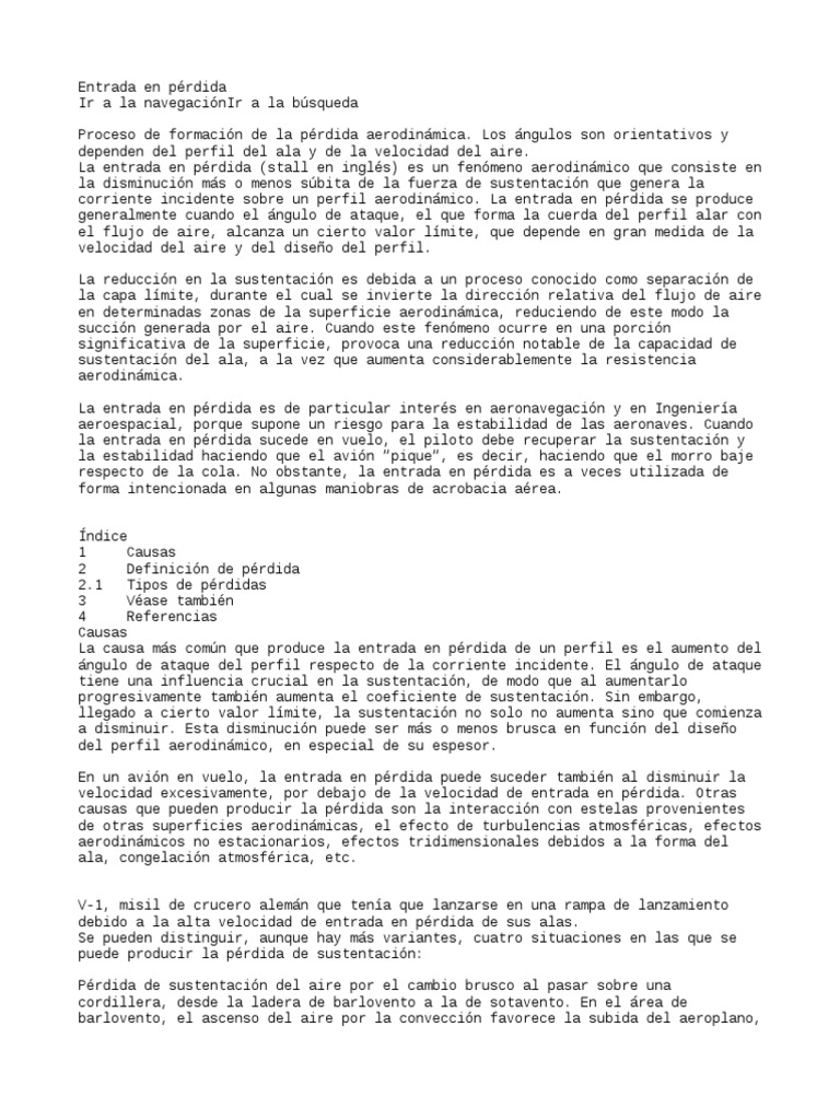 Entrada en Pérdida | PDF | Diseño de vehículos | Aeronáutica