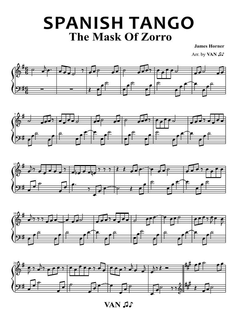 The Mask of Zorro - Spanish Tango | PDF