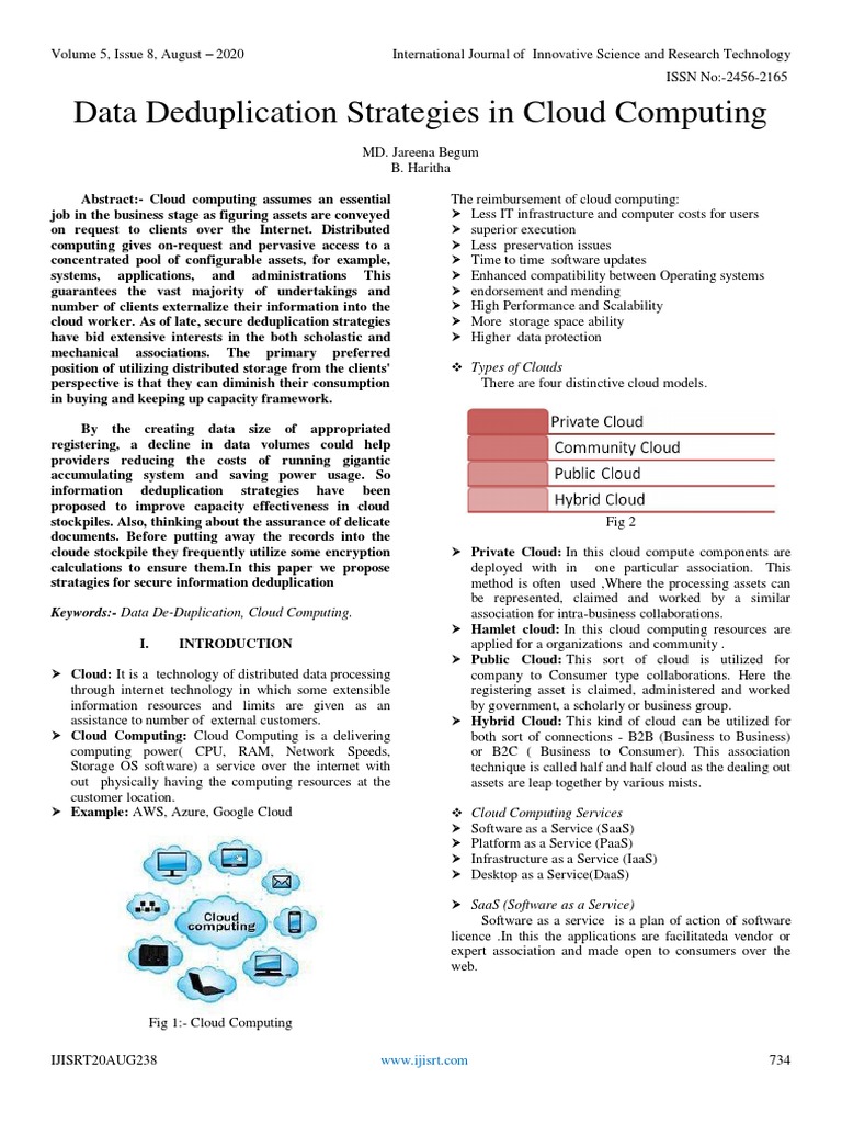 Data Deduplication Strategies in Cloud Computing | PDF | Cloud Computing | Software As A Service
