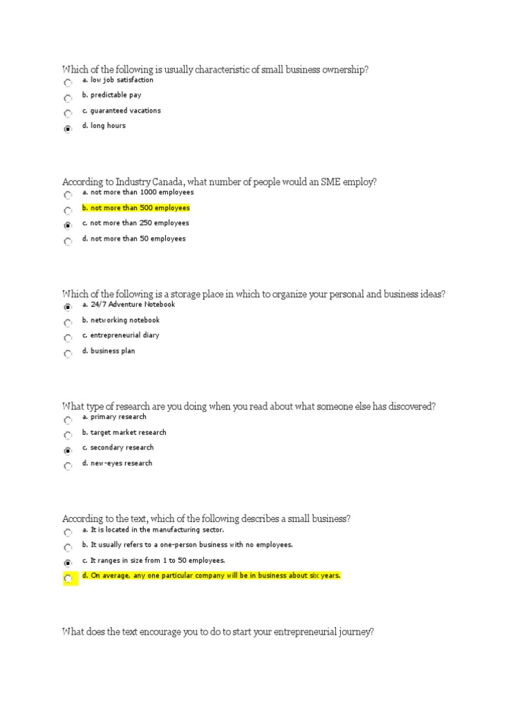 Intro To Entrepreneurship Quiz 1 QA | PDF | Employment | Entrepreneurship