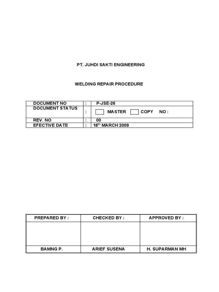 Welding Repair Procedure | PDF | Welding | Construction