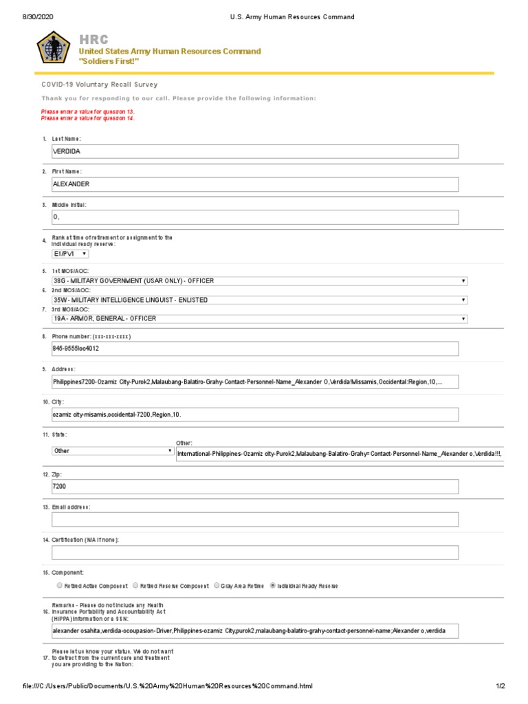 U.S. Army Human Resources Command PDF | PDF | Medicine | Health Care