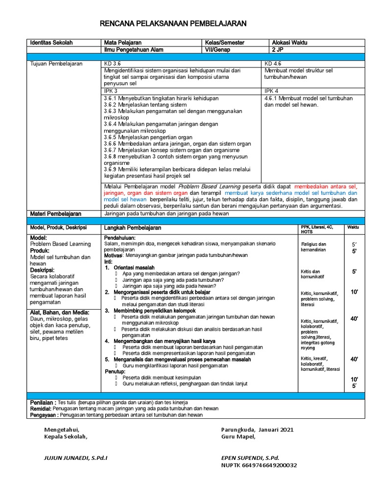 RPP PJBL | PDF
