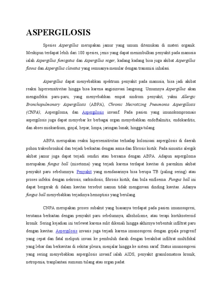 Penyakit Aspergilosis dan Penanganannya | PDF