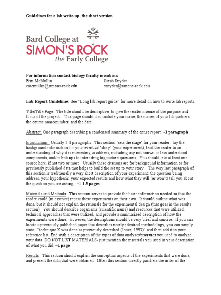 Short Lab Report Guidelines | PDF | Academic Journal | Experiment