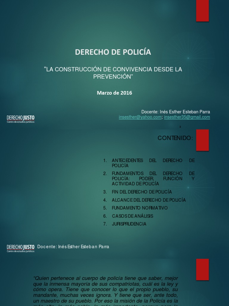 Presentación Derecho De Policía I Pdf Pdf Policía Libertad