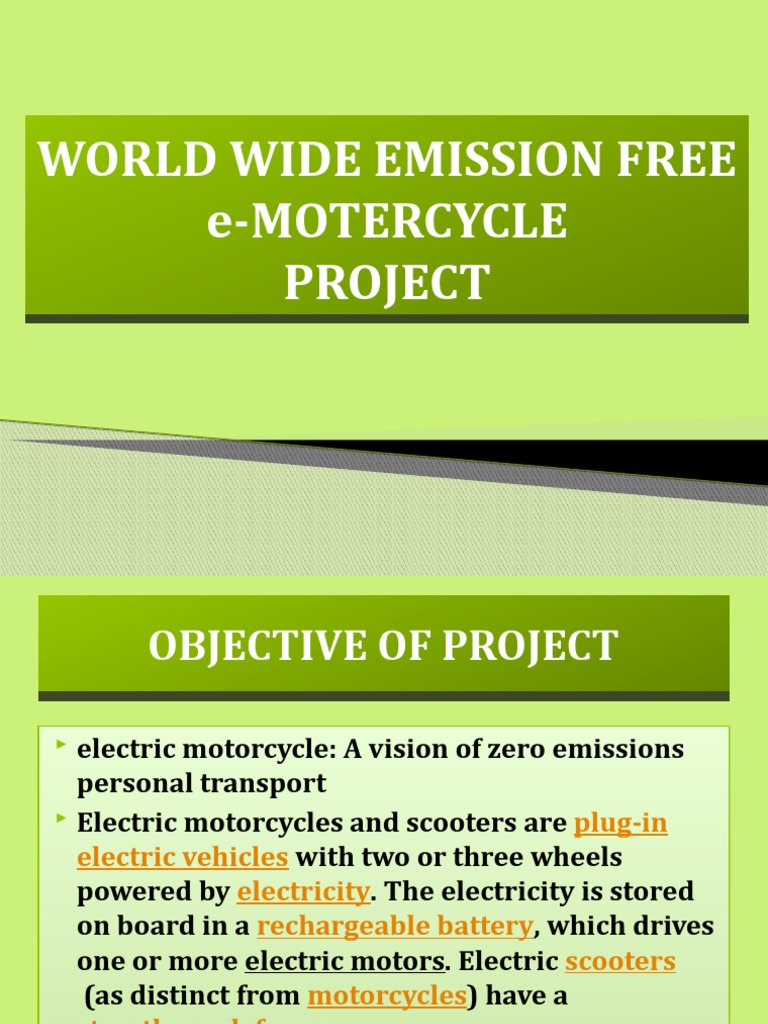 World Wide Emission Free E-Motercycle Project | PDF | Electric Vehicle ...