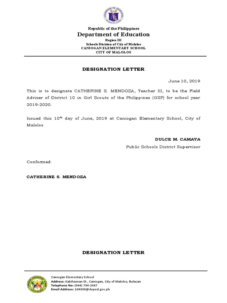 Ipcrf - Designation Letter CSM | PDF | Wellness