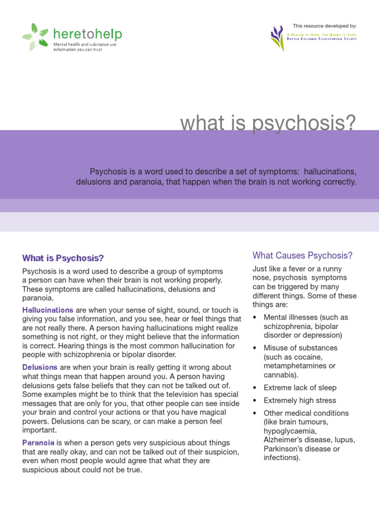 Understanding Psychosis: Causes, Symptoms, and Getting Help | PDF ...