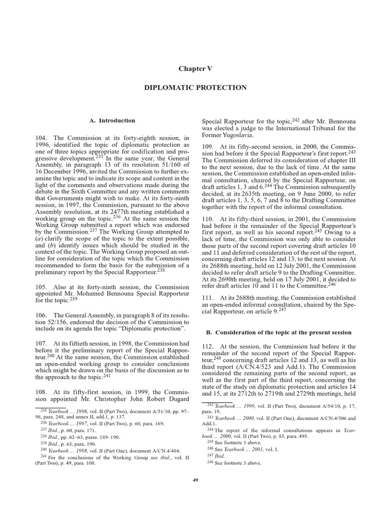 Chapter V Diplomatic Protection: A. Introduction | PDF | Legal Remedy ...