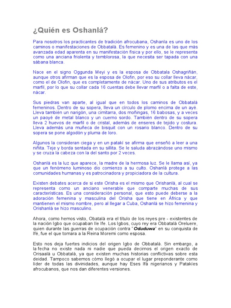 Oshanlá: Orisha y su Significado | PDF | Religión étnica | Mitología