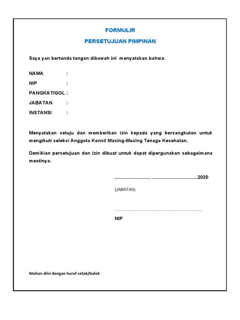Formulir Persetujuan Pimpinan | PDF | Pengelolaan Keuangan & Uang