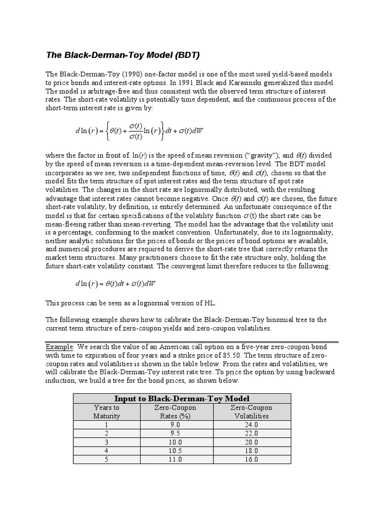 The Black-Derman-Toy Model (BDT) : T D R T RDT TDW T | PDF ...