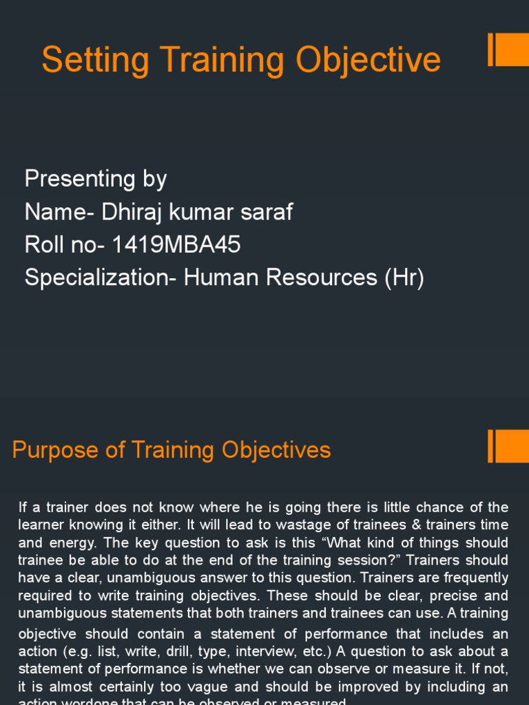 Training Objective | PDF | Question | Applied Psychology