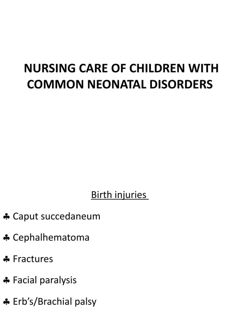 Common Neonatal Disorders | PDF | Medicine | Medical Specialties