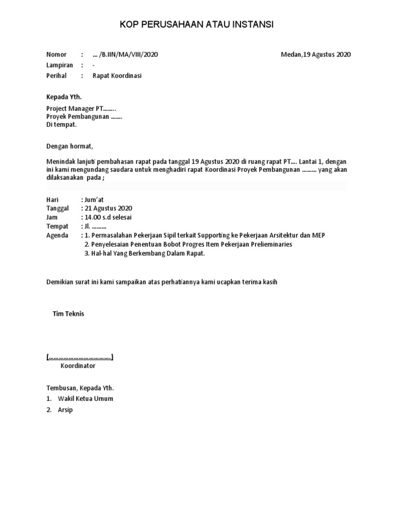 Surat Undangan Rapat | PDF