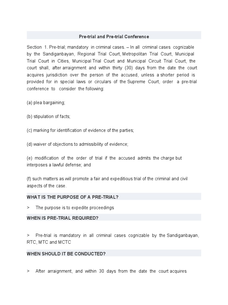 Pre-Trial Conference Guidelines in Criminal Cases | PDF | Witness | Trials