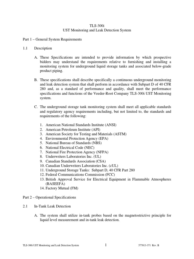 TLS-300i UST Monitoring and Leak Detection System 577013-371 Rev. B ...