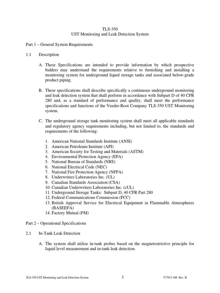 TLS-350 UST Monitoring and Leak Detection System 577013-369 Rev. B ...