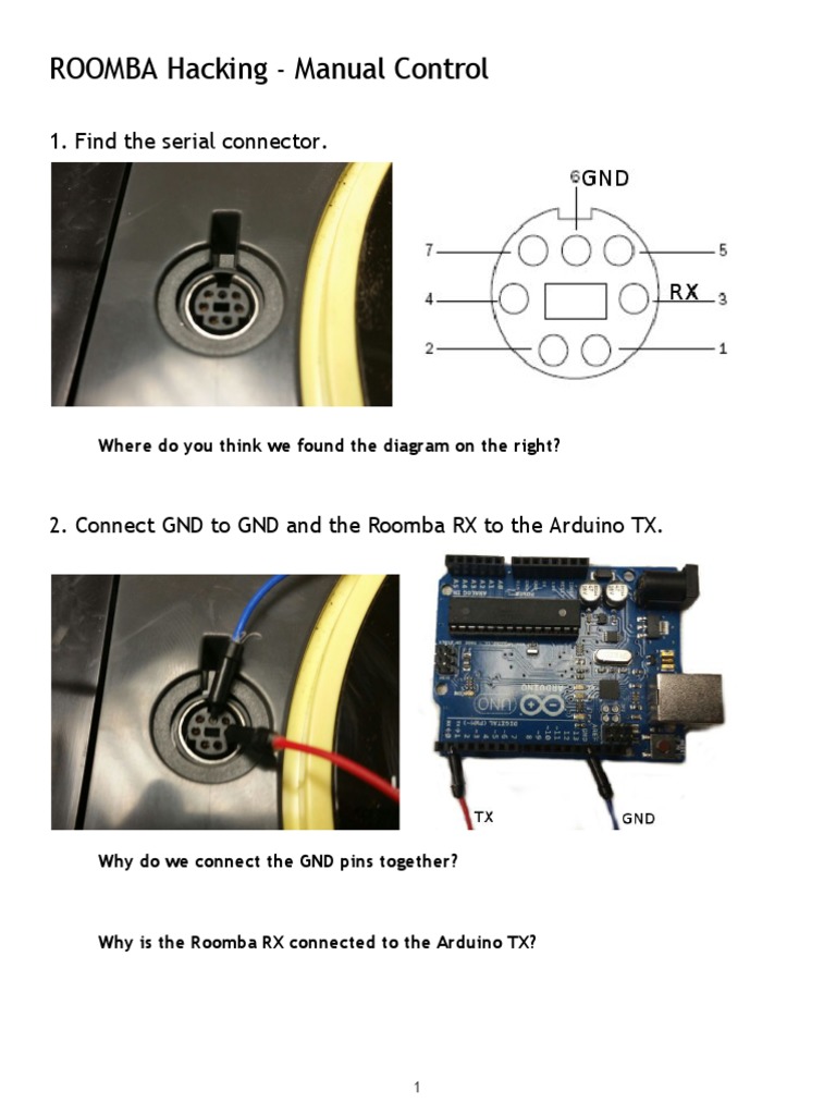 Connecting an Arduino to a Roomba to Enable Manual Control via Serial ...
