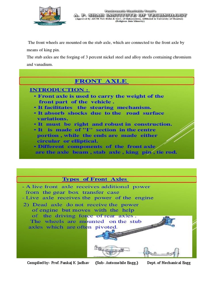 Front Stub Axle With Types | PDF