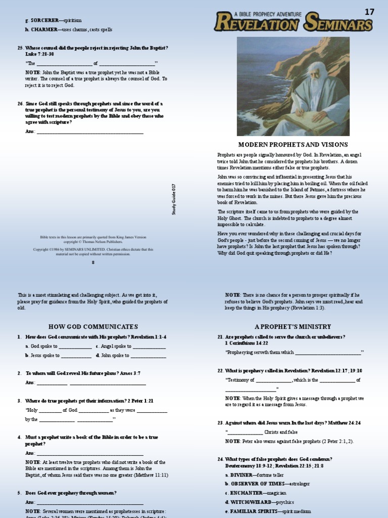 Revelation Seminar B17 | PDF | Prophet | Prophecy