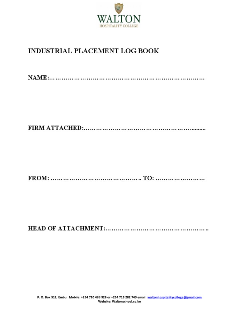 Industrial Placement Log Book: NAME | Download Free PDF | Behavior ...