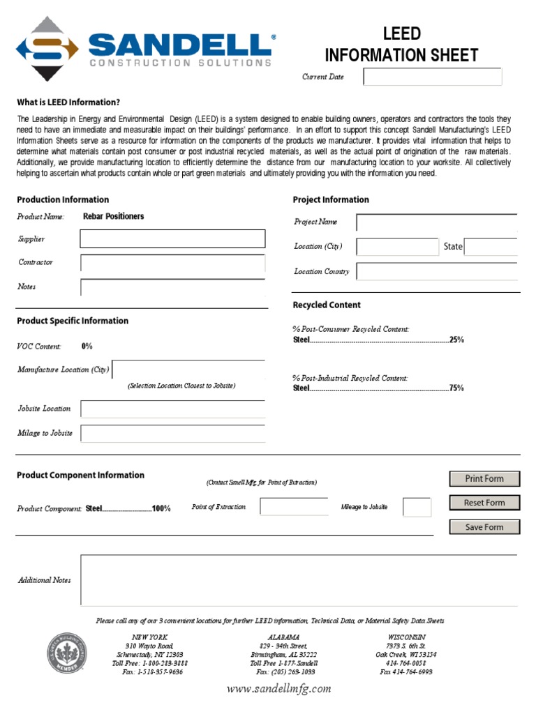 Leed Information Sheet: Reset Form Save Form | Download Free PDF ...