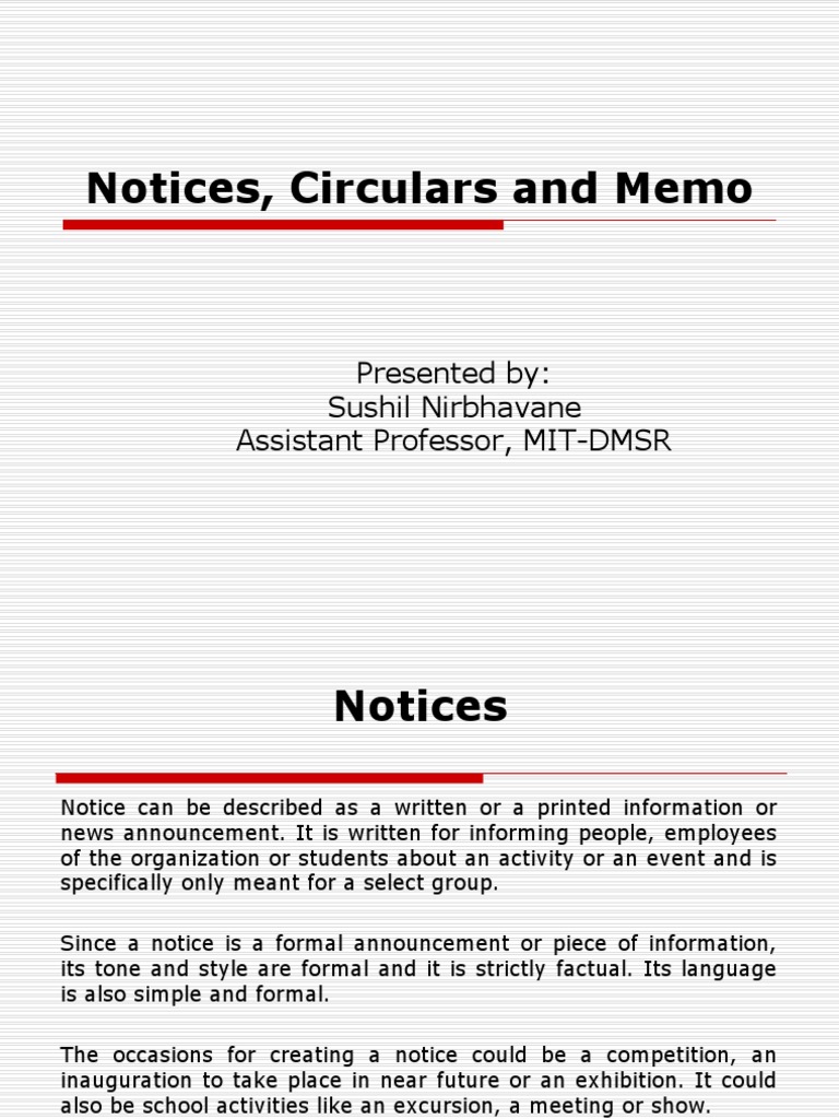 Notices, Circulars and Memo | PDF | Memorandum | Signature