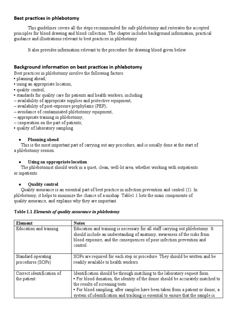 Best Practices in Phlebotomy | PDF | Intravenous Therapy | Infection ...