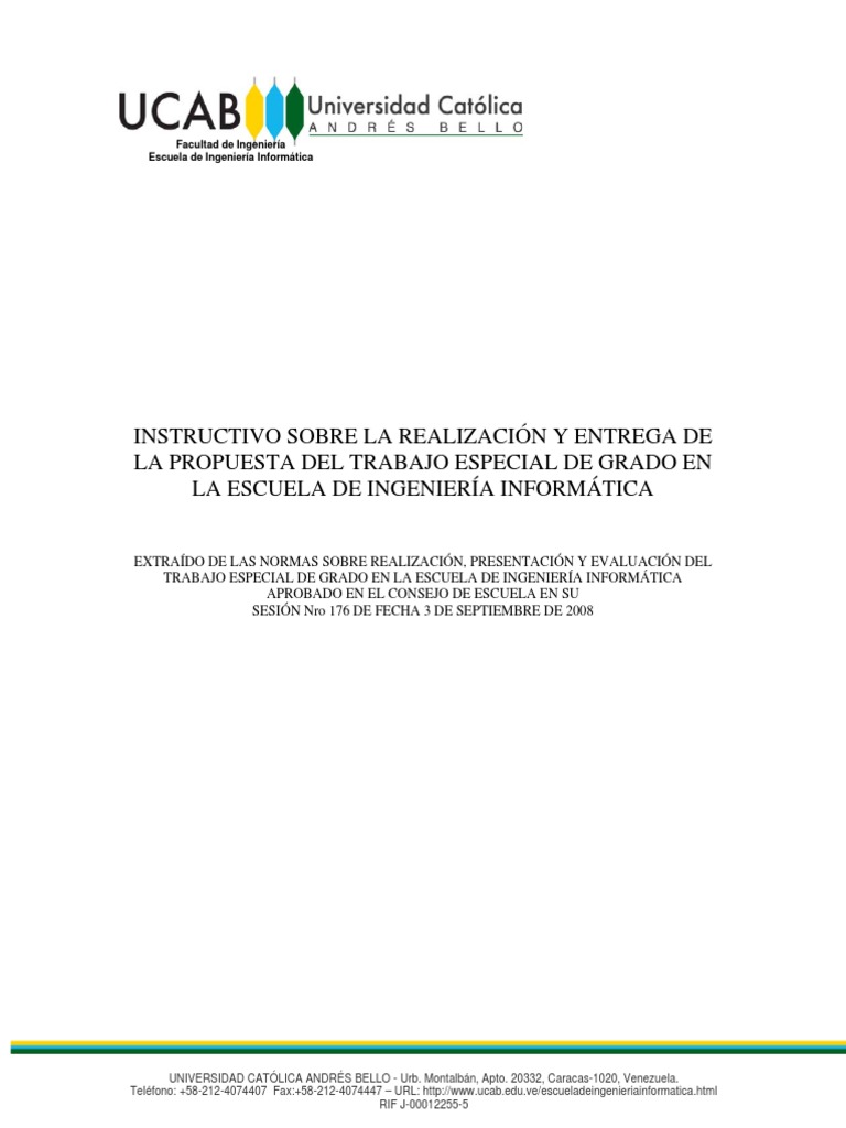 Instructivo Propuesta TEG Escuela de Ing. Informatica | PDF | Science | Ciencia y Tecnología