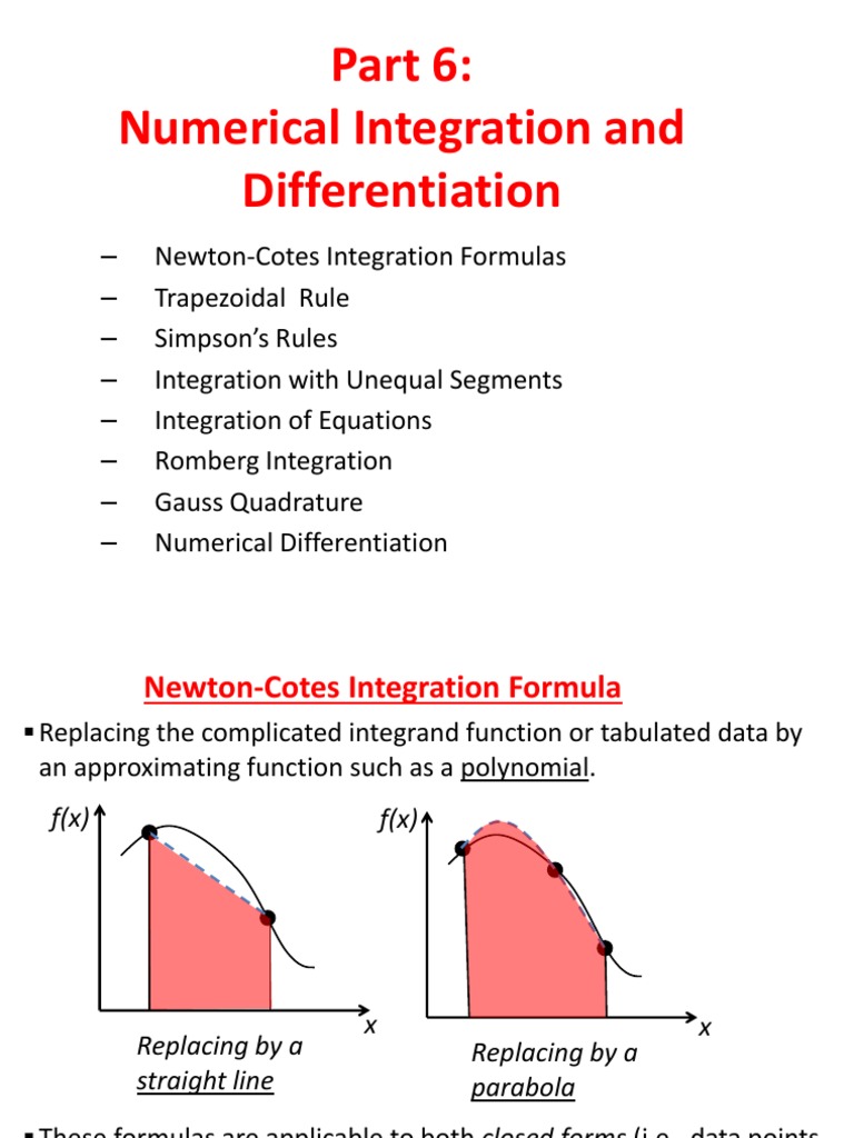 Numerical Integration and Differentiation | PDF | Integral | Finite ...