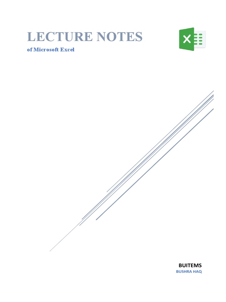 Lecture Notes On Microsoft Excel | PDF | Spreadsheet | Microsoft Excel
