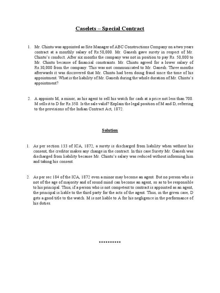 Caselets - Special Contract | PDF