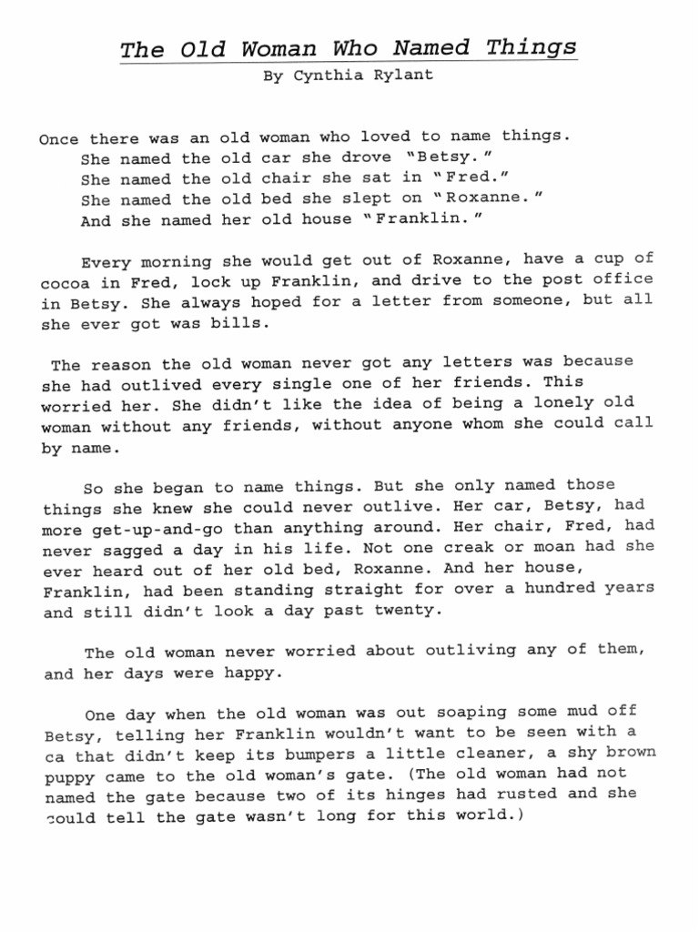 The Old Woman Who Named Things PDF | PDF