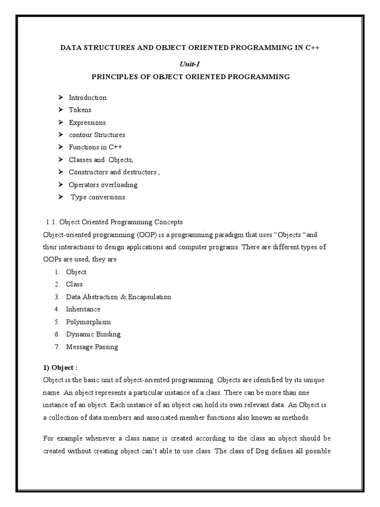 Data Structures And Object Oriented Programming In C Unit I Pdf Class Computer
