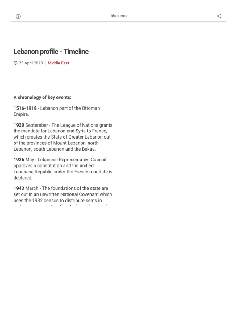 Lebanon Profile - Timeline - BBC News | PDF