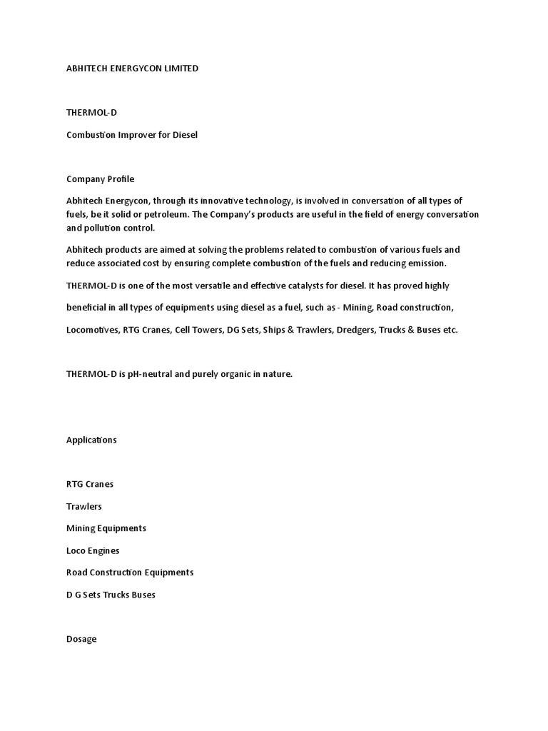 THERMOL-D Brochure Content | PDF