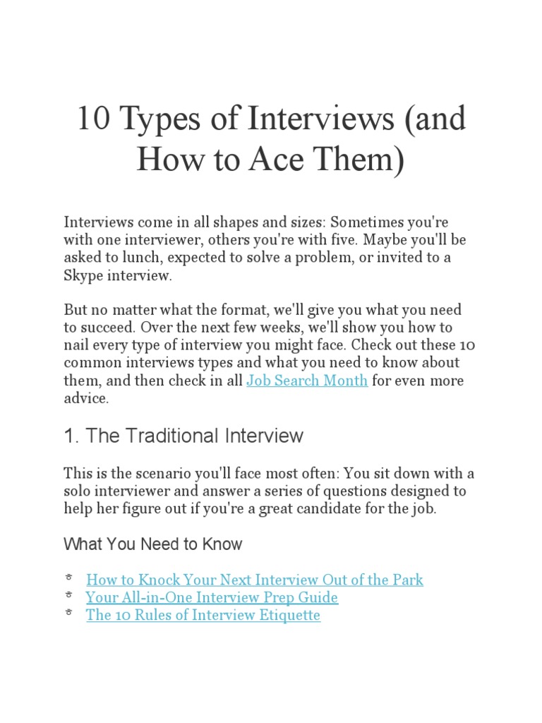 10 Types of Interviews (And How To Ace Them) : 1. The Traditional ...