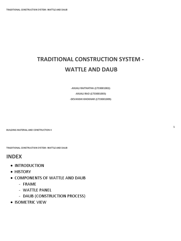 Traditional Construction System - Wattle and Daub PDF | PDF | Art Media ...