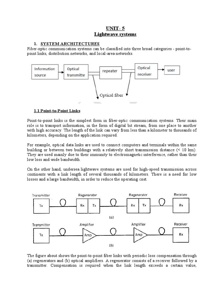 Unit-5 Lightwave Systems: 1. System Architectures | PDF | Network Topology | Wavelength Division ...