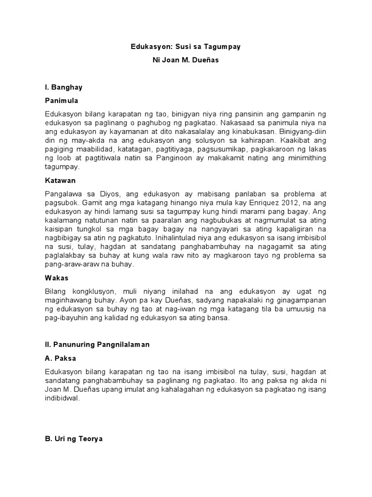 Pormal Na Sanaysay Pagsusuri | PDF