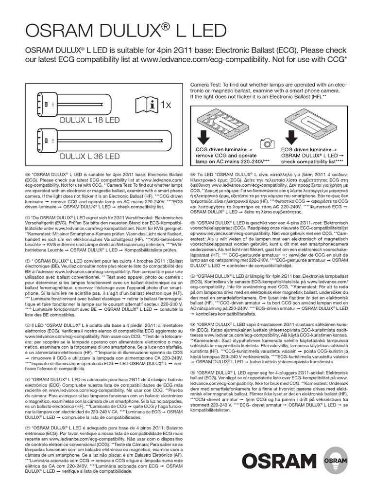 Osram Dulux L Led PDF | Descargar gratis PDF | Biens manufacturés ...