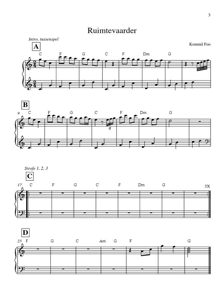 Ruimtevaarder Kommil Foo Tekst Muziek | PDF