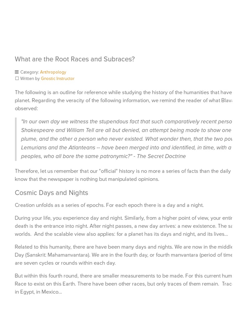 What Are The Root Races and Subraces | PDF