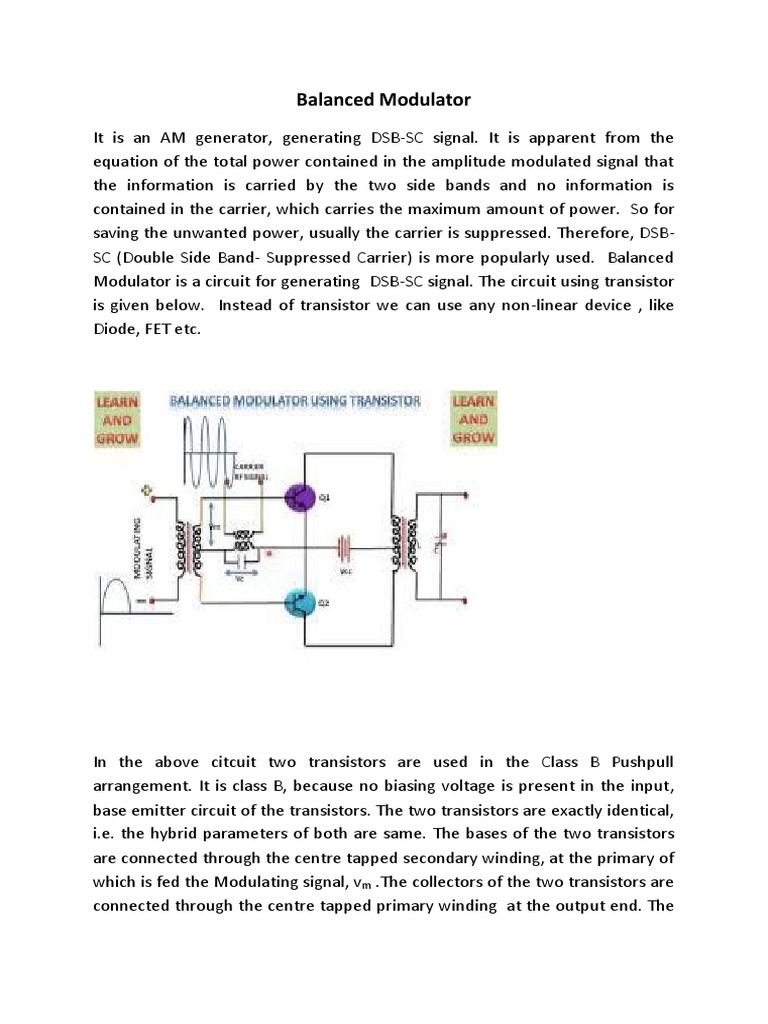 Balanced Modulator-Th | PDF | Transistor | Bipolar Junction Transistor