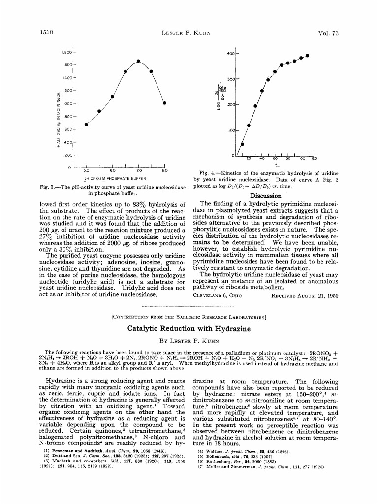 Catalytic Reduction With Hydrazine | PDF | Catalysis | Redox