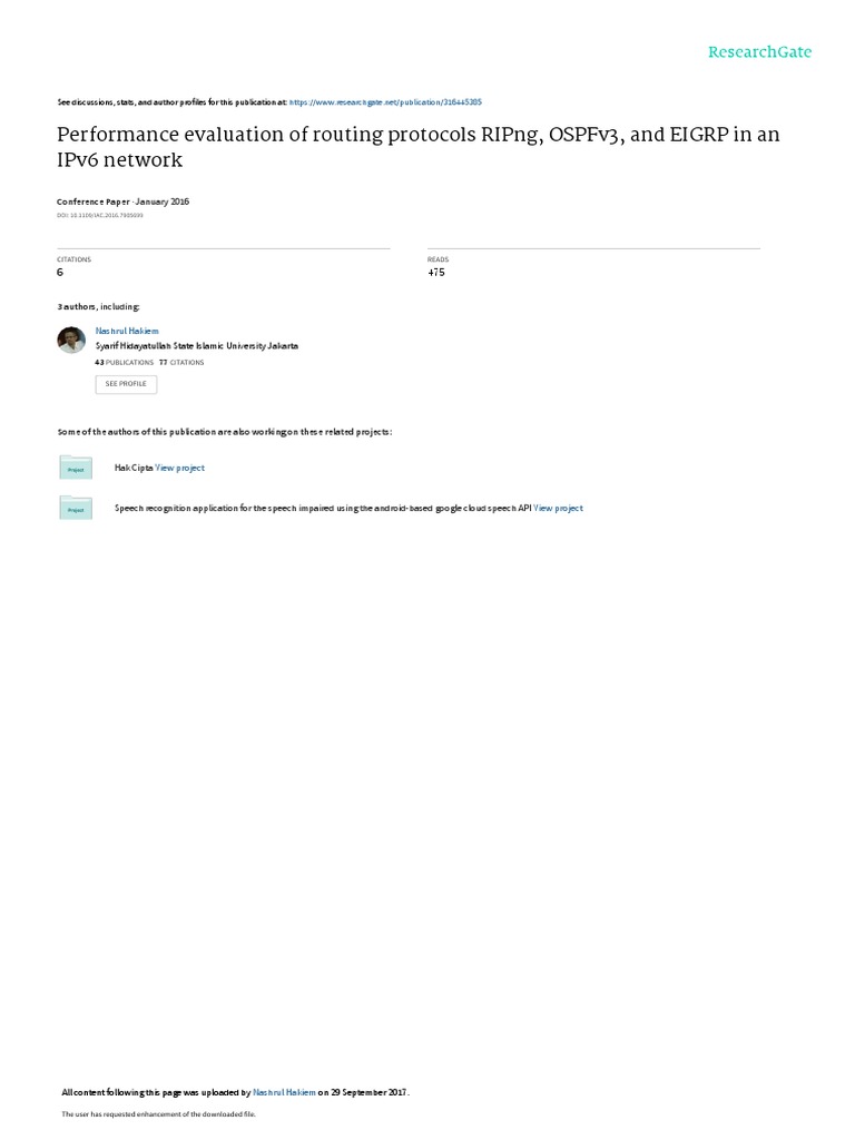 Performance Evaluation of Routing Protocol RIPv2, OSPF, EIGRP With BGP | PDF | Routing ...
